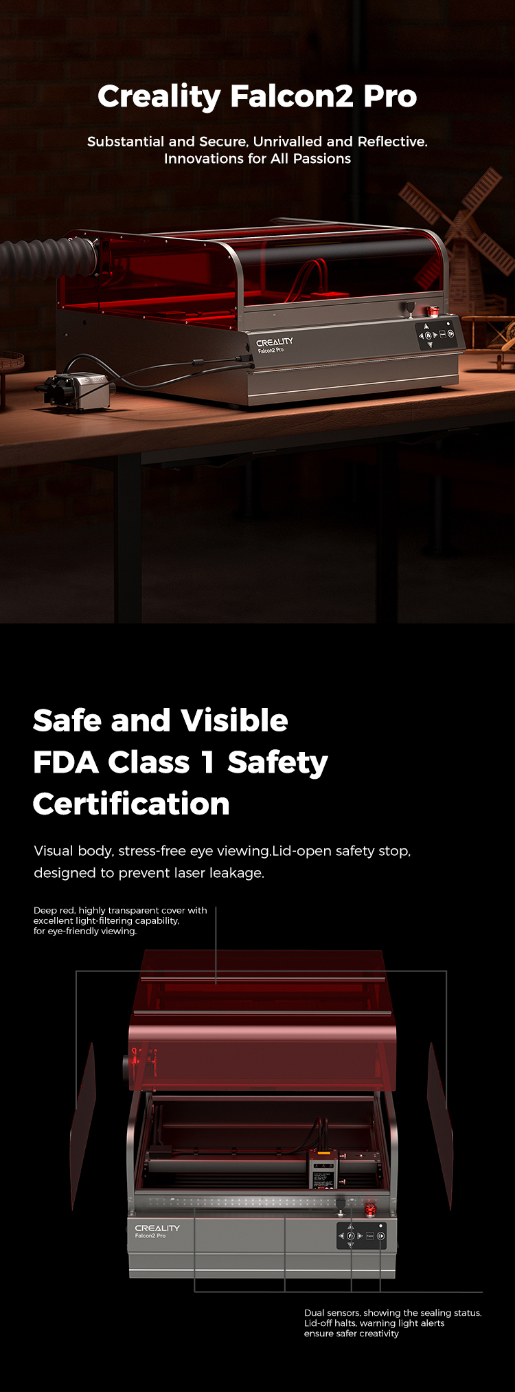 Creality Falcon2 Pro 40W, Fully Enclosed Laser Engraver & Cutter