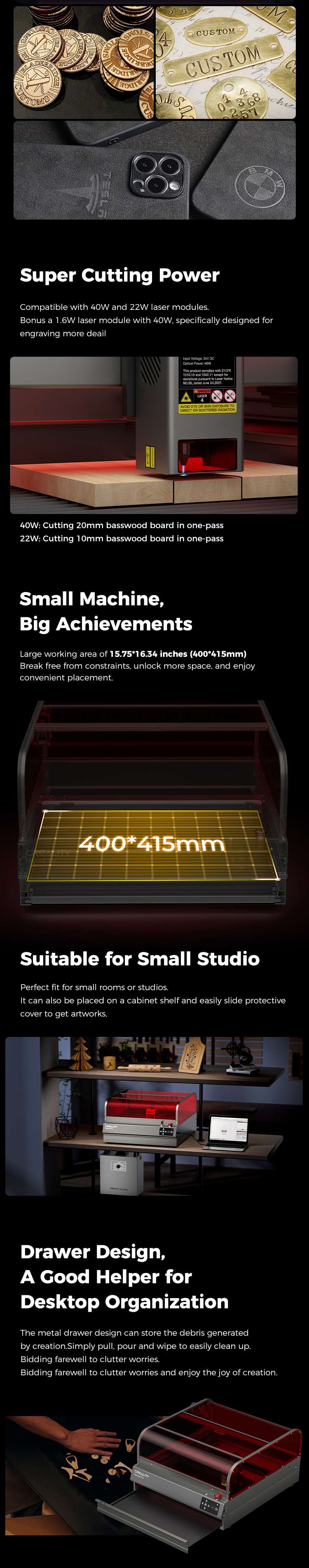 Creality Falcon2 Pro 40W, Fully Enclosed Laser Engraver & Cutter