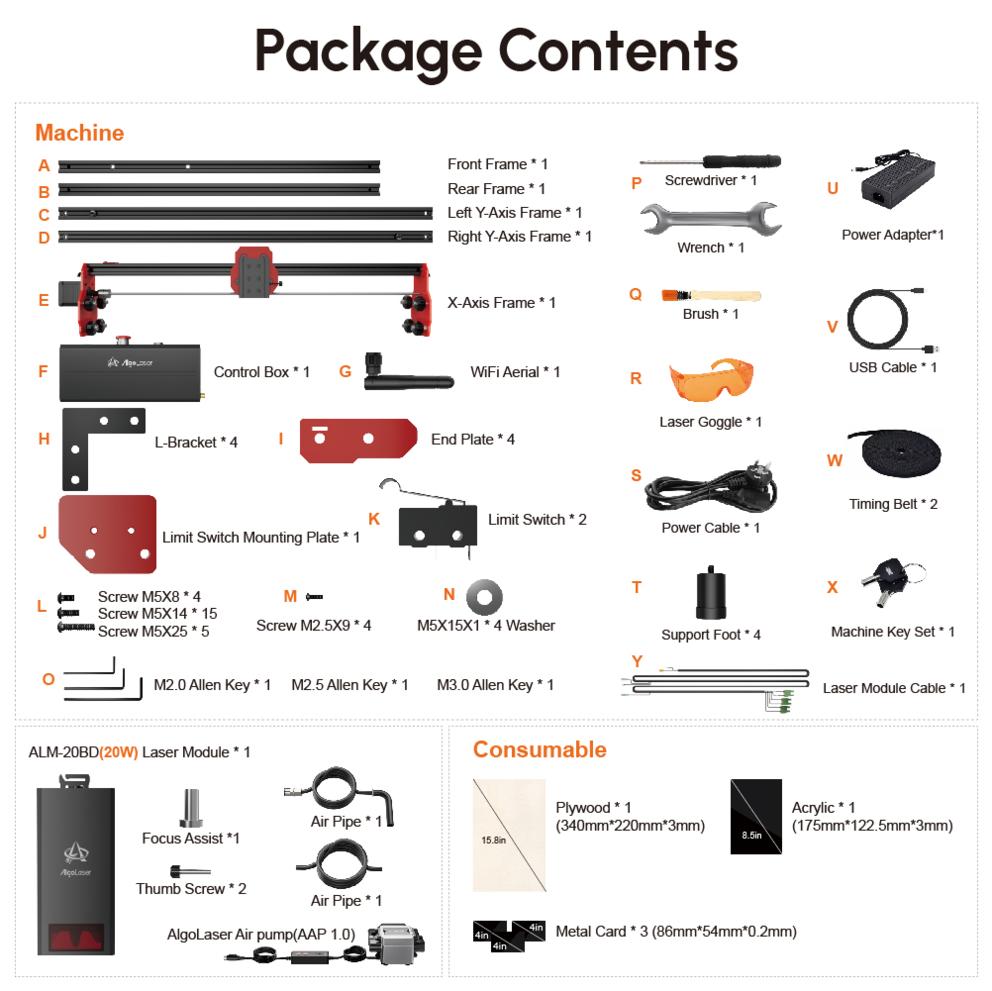 AlgoLaser DIY Kit Laser Machine-20W
