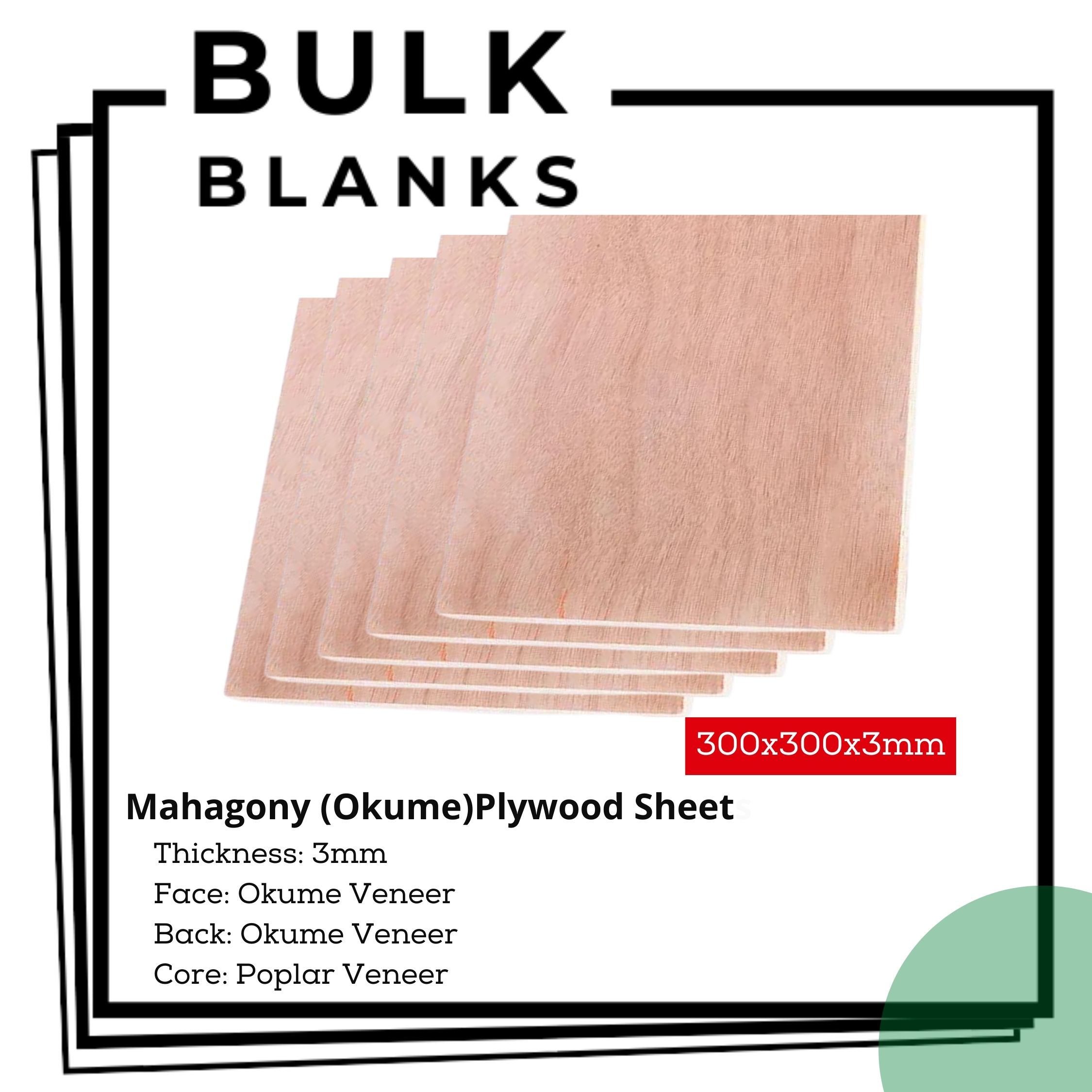 Bulk Blanks- Mahogany (Okoume) Plywood 3mm Sheets 300x300mm 10 Pcs for ...