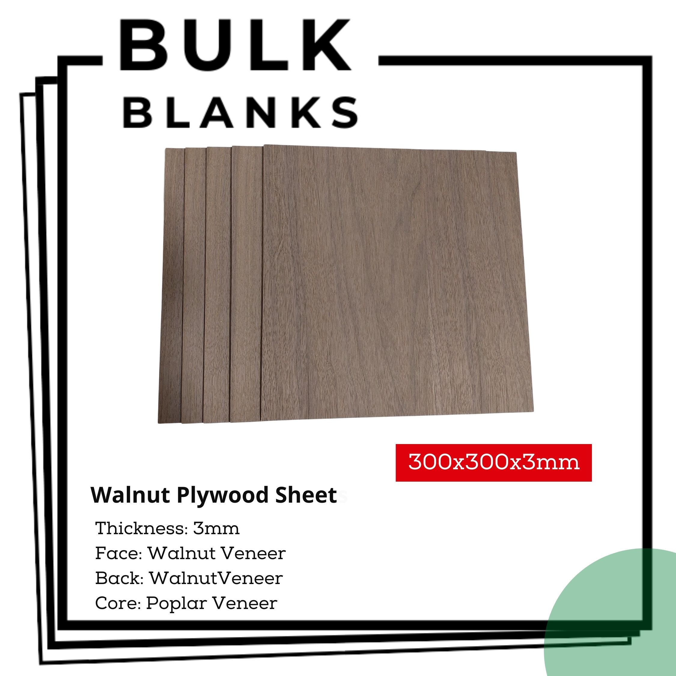 Bulk Blanks-Walnut Plywood 3mm Sheets 300x300 for Laser Engraving and ...