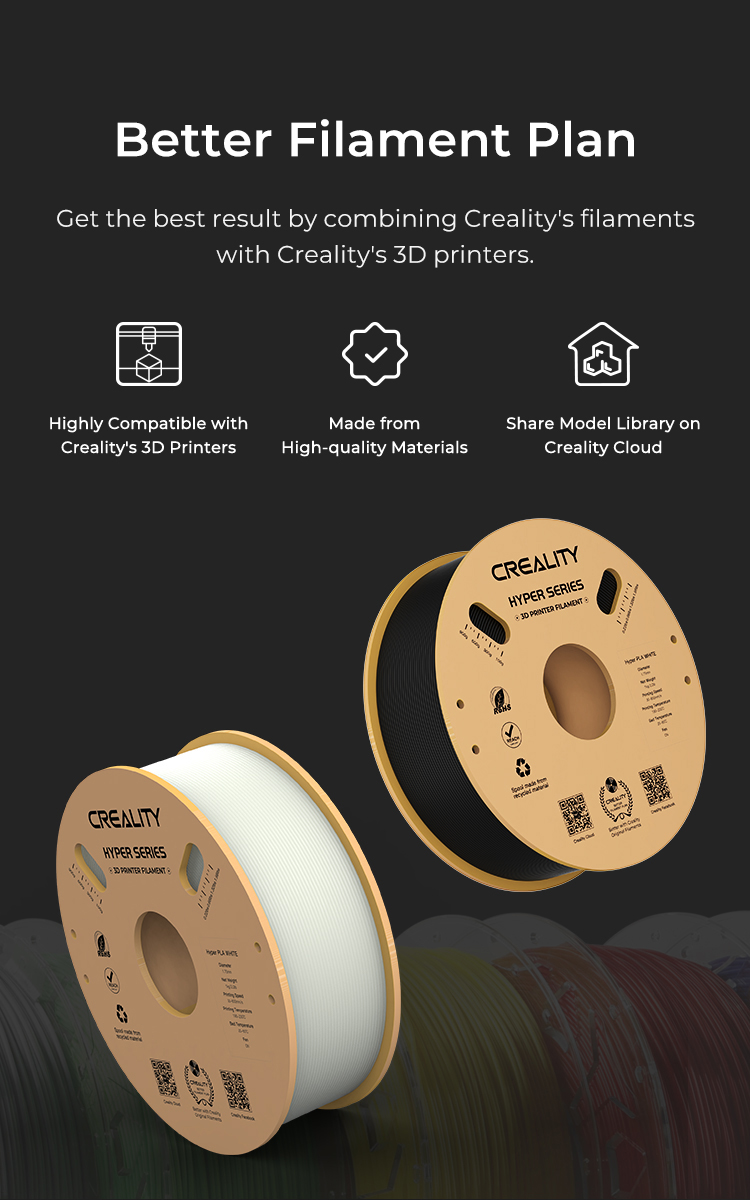 Creality Hyper Series PLA Filament 1.75mm 1KG for High Speed 3D ...